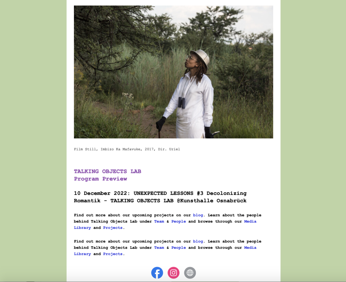 TALKING OBJECTS LAB NEWSLETTER | Talking Objects Lab